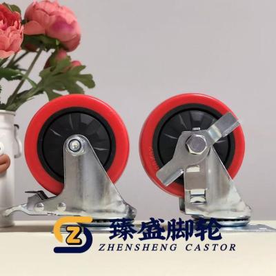 China 4 Inch Polypropylene Castor with Side Brake Single Ball Bearing Caster Wheel 100mm for sale