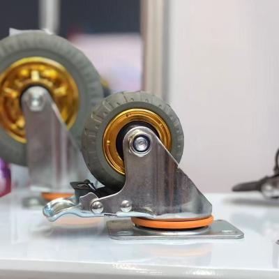 China 3 Inch 75mm Rubber Caster Wheels with Brake Double Ball Bearings 150kg Capacity for sale