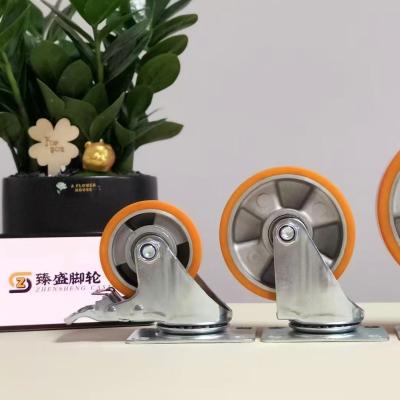 China 4 Inch Cast Aluminum Caster Swivel Wheel Double Ball Bearing 100mm Diameter Heavy Duty Trolley Caster for sale