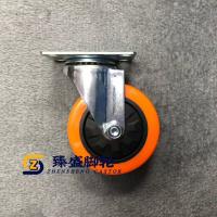 China Orange Polyurethane Swivel Caster 100mm 4 Inch Single Ball Bearing Blue Zinc Plated for sale
