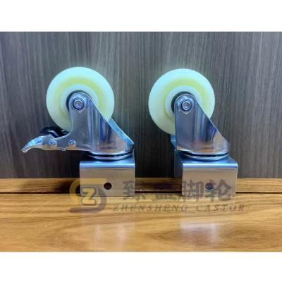China 3 Inch 75mm White PP Swivel Caster Wheel U Plate Bracket Heavy Duty with Brake for sale