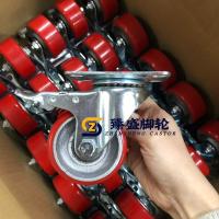 China 75mm PU Cast Iron Caster Wheel 3 Inch Heavy Duty Double Brake Swivel Caster for Trolley for sale
