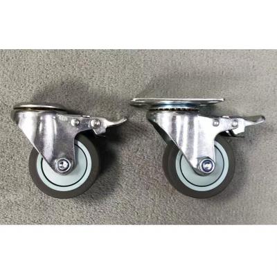 China 3 Inch TPR Bolt Hole Caster Wheel with Double Brake 75mm Thermoplastic Rubber Casters for sale