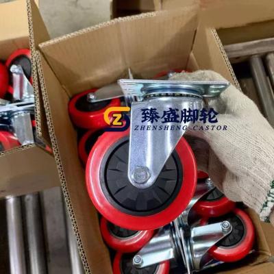 China Red 4 Inch Swivel Caster 100mm PP Vending Machine Casters OEM 350 lbs Load Capacity for sale
