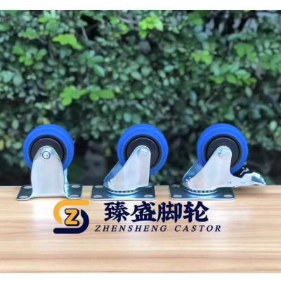 China TPR 75mm Medium Duty Swivel Caster Blue Thermoplastic Rubber Non-Marking Wheel 360 Degree for sale