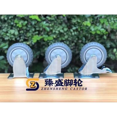 China TPE 4 Inch 100mm Heavy Duty Industrial Caster Wheel with Double Brake for sale
