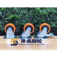 China Orange 3 Inch PP Caster Wheel 75mm Double Brake 120kg Load Capacity for Industrial Machine for sale