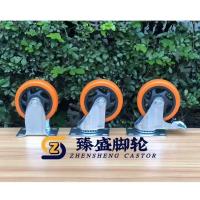 China 4 Inch PP Double Brake Swivel Caster Wheel 100mm Industrial Shopping Trolley Castor for sale
