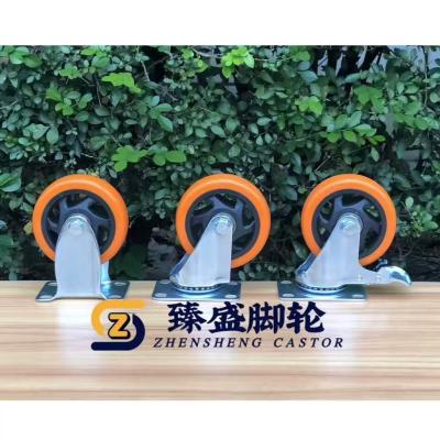 China 4 Inch PP Double Brake Swivel Caster Wheel 100mm Industrial Shopping Trolley Castor for sale