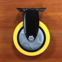 China 125mm PU Caster Wheels Yellow Heavy Duty Polyurethane Casters for sale