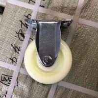 China 4 Inch White Nylon Rigid Caster Wheel Double Ball Bearings Blue White Zinc Coated 100kg Load Capacity for sale