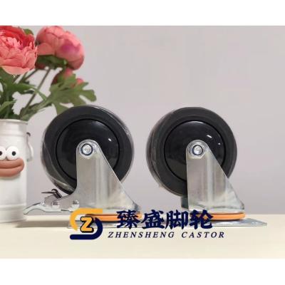 China 4 Inch Full Black TPR Swivel Caster Wheel Single Ball Bearing 100kg Load Capacity for sale