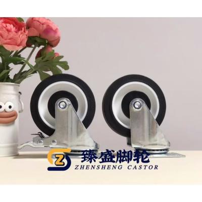 China 4 Inch Black White TPR Swivel Caster Wheel Double Ball Bearing 360 Rotation for sale