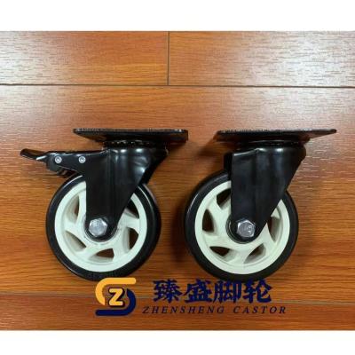 China PVC 4 Inch Heavy Duty Caster Wheels 100mm with Double Ball Bearings and Double Brake for Furniture Equipment for sale