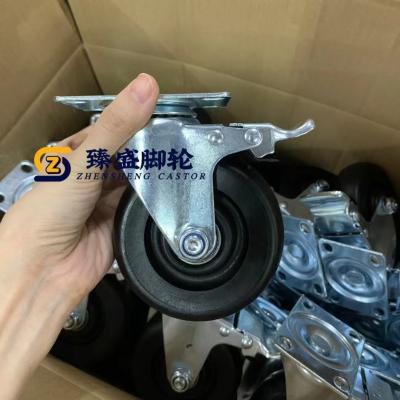 China Black PP Heat Resistant Caster 75mm 220C High Temp Oven Caster with Dual Brake for sale