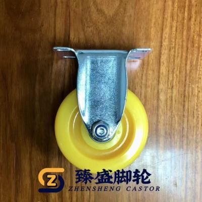 China 4 Inch 100mm Fixed TPU Caster Wheel 300kg Capacity Yellow Shopping Cart Medical Caster for sale