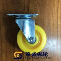 China 100mm Yellow Polyurethane Swivel Caster Wheel Double Ball Bearing Blue White Zinc Coated Heavy Duty for sale