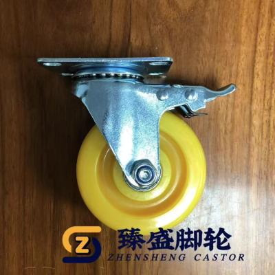 China Yellow PP Caster Wheels 100mm Polypropylene Caster Wheels OEM for sale
