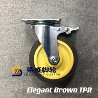 China 5 Inch Brown TPR Medium Duty Caster with Double Ball Bearing and Double Brake System for sale