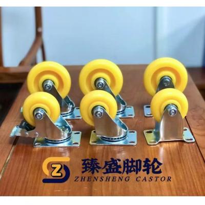 China 3 Inch Yellow PP Swivel Caster Wheel 75mm Double Ball Bearing for Equipment for sale