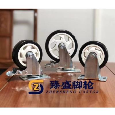 China Black PP Caster Wheels 100mm 4 Inch Heavy Duty Double Ball Bearings Swivel Caster for sale