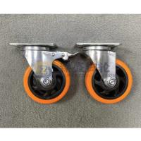 China Orange PVC Ring Caster 100mm 4 Inch Wheels For Carts Customized for sale