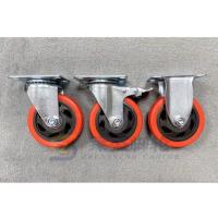 China 4 Inch 100mm Red Swivel Caster Double Ball Bearing Heavy Duty Industrial Caster for sale