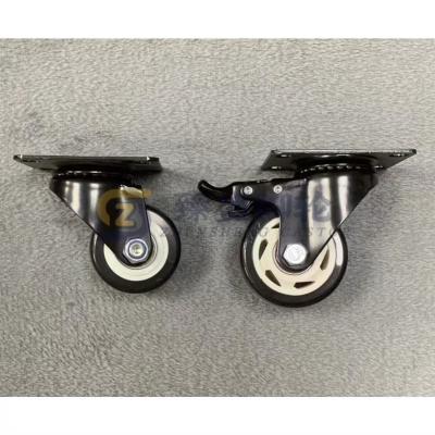 China Black 75mm Swivel Castors Double Ball Bearings 3 Inch PVC Caster Wheels with Double Brake for sale