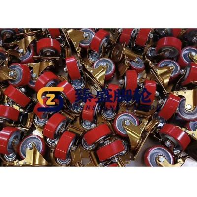 China 3 Inch 75mm Cast Iron Caster Wheel Double Ball Bearings Heavy Duty PU Trolley for sale