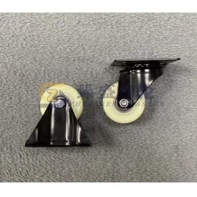 China OEM 50mm Office Chair Casters White 2 Inch PP Wheels with Brakes Double Ball Bearings for sale