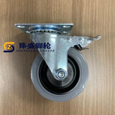 China 4 Inch 100mm Anti Static TPR Caster Wheel with Double Ball Bearing Double Brake for Industrial Equipment for sale