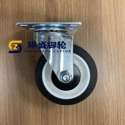 China Black and White TPR Caster 100mm 4 Inch Heavy Duty Swivel Caster with Double Ball Bearings for sale