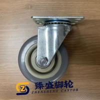 China 4 Inch Gray Polyurethane Swivel Caster with Brake Double Ball Bearing 360 Degree Heavy Duty 400 lbs Capacity for sale
