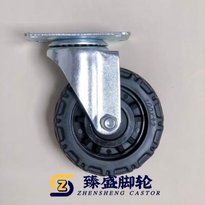 China 4 Inch 100mm Heavy Duty Rubber Caster Wheel Swivel Double Ball Bearings 360 Degree Black for sale