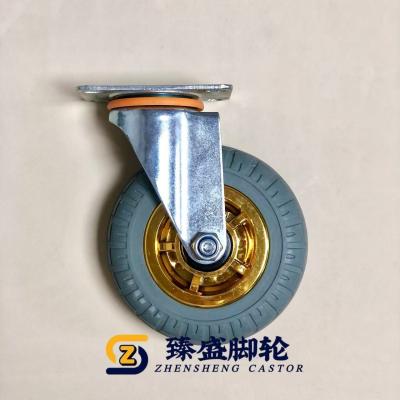China 5 Inch 125mm Gray Rubber Swivel Caster Wheel Double Ball Bearings Anti Dust Ring CE for sale