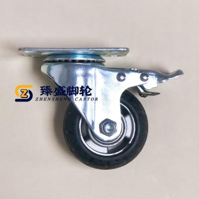 China 3 Inch 75mm Double Brake Rubber Caster Wheels with Double Ball Bearings for Equipment for sale