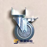 China Gray PP U Bracket Caster Wheels 4 Inch Single Ball Bearing Double Brake for sale