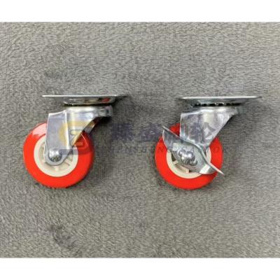 China 2 Inch 50mm PVC Swivel Caster Wheel Light Red Furniture Caster 360 Degree Trolley Wheels for sale
