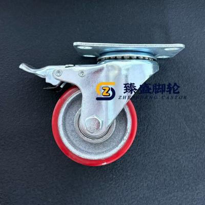China ISO CE Approved Cast Iron Casters 75mm Heavy Duty Swivel Caster with Double Brake for sale