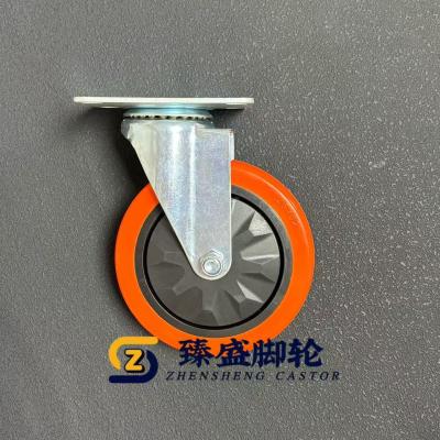 China OEM 4 Inch 100mm Orange PP Swivel Caster Wheel with Single Ball Bearing for Trolley for sale