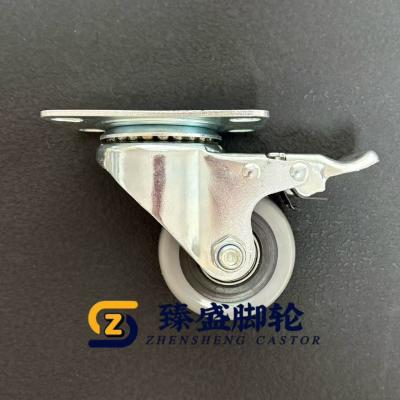China 2.5 Inch 65mm Gray PP Swivel Caster with Double Ball Bearings and Double Brake Heavy Duty Trolley Wheel for sale