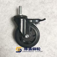 China 4 Inch Black PP M12x30 Threaded Stem Caster Double Brake Swivel Caster 100mm for sale