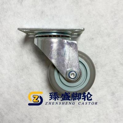 China 75mm Thermoplastic Rubber TPR Swivel Caster Double Ball Bearings 100kg Load Capacity for sale