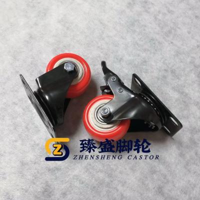 China Light Red PVC 1.5 Inch Swivel Wheels Furniture Casters for sale