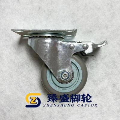 China ISO Gray Thermoplastic Rubber Caster Wheels With Brake for sale