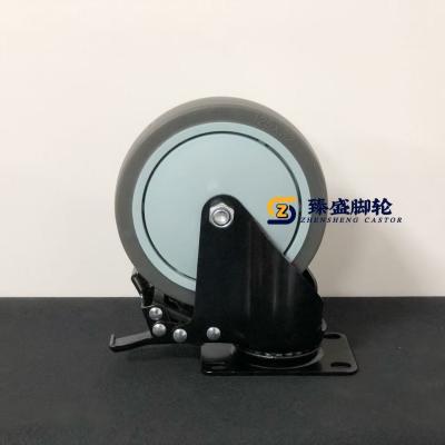 China 5 Inch TPR Swivel Wheel With AB-Brake Thermoplastic Rubber Caster for sale
