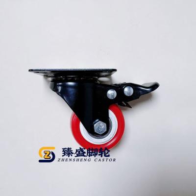 China ISO OEM 2 inch Light Red PVC Brake Casters for Furniture for sale