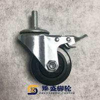 China OEM 3 Inch Full Black PP Wheel M12*30 Stem Casters With Brake Customized for sale