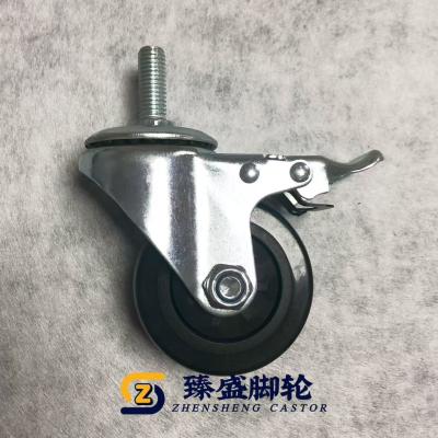 China OEM 3 Inch Full Black PP Wheel M12*30 Stem Casters With Brake Customized for sale