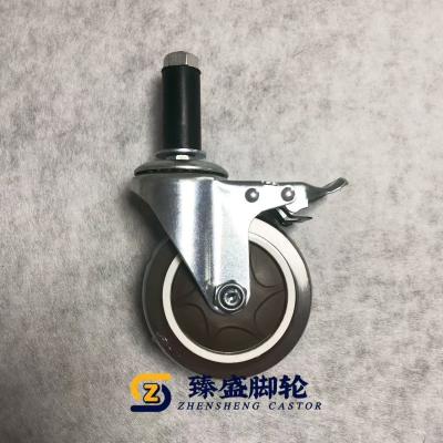 China ISO OEM M12*60 Expansion Stem Brown TPR 100mm Caster Wheels With Brake for sale
